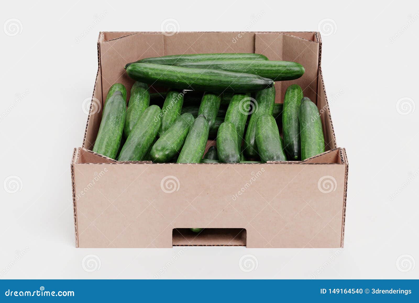 3D Render of Cucumbers in Box Stock Illustration - Illustration of ...