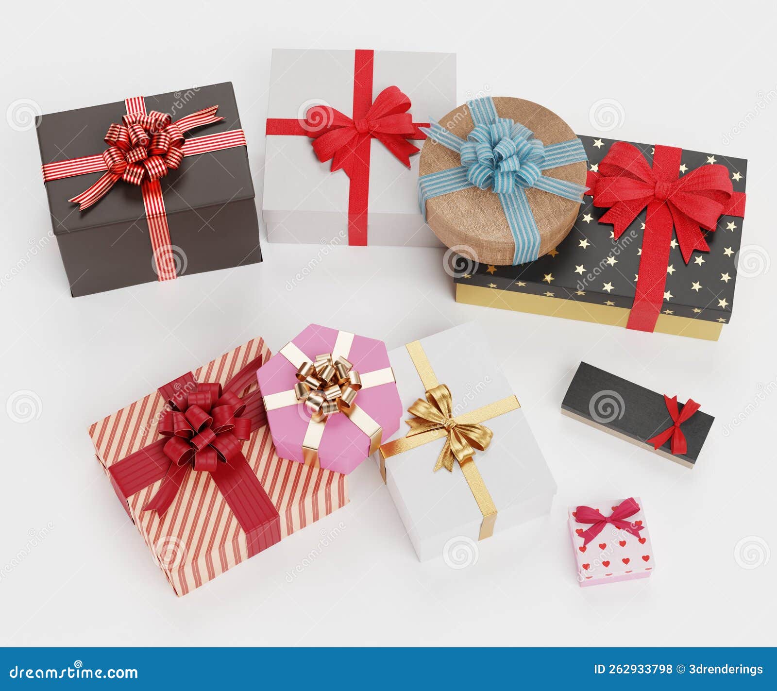 3D Render of Gifts Collection Stock Illustration - Illustration of love ...