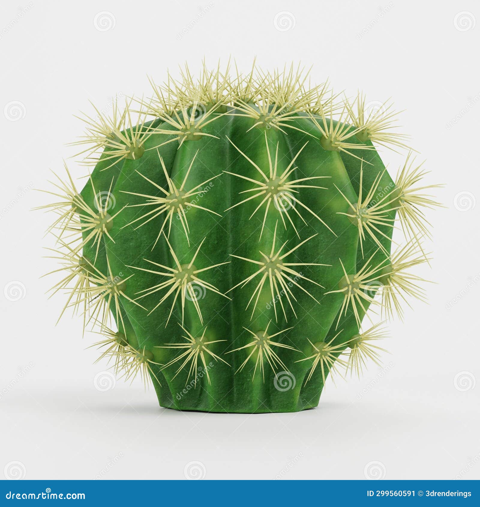 3D Render of Golden Barrel Cactus Stock Illustration - Illustration of ...