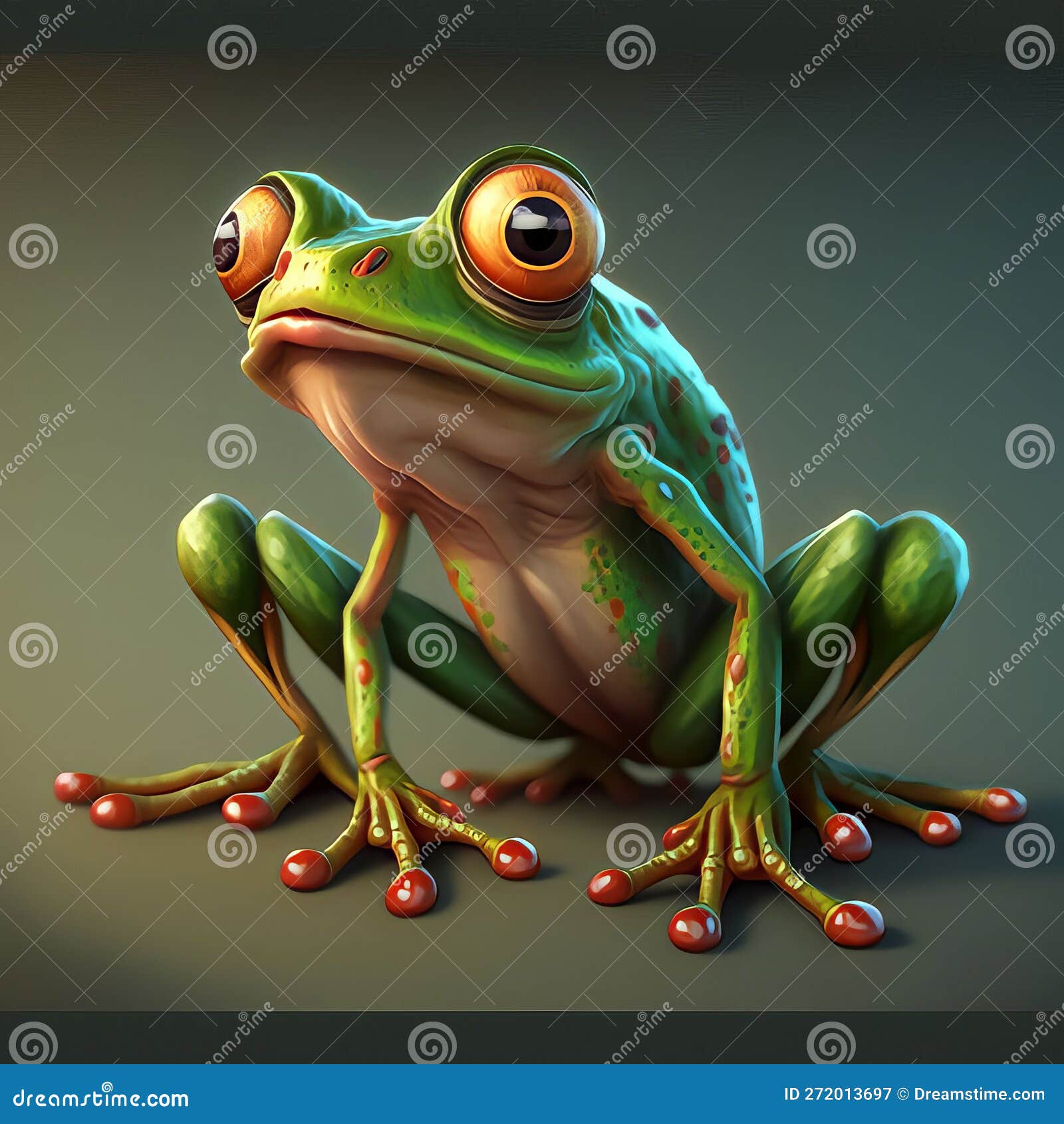 Realistic 3D Render of Green Frog Sitting, Created with Generative AI ...