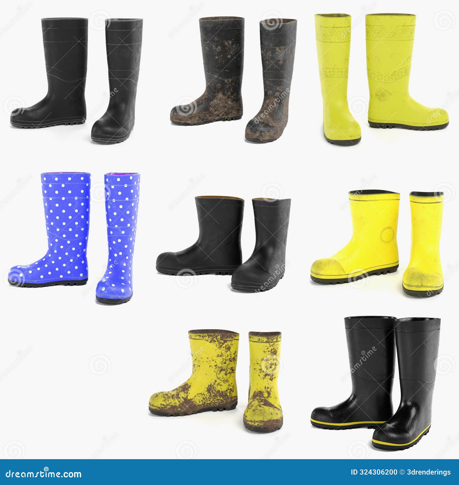 3D Render of Gum Boots stock illustration. Illustration of realistic ...