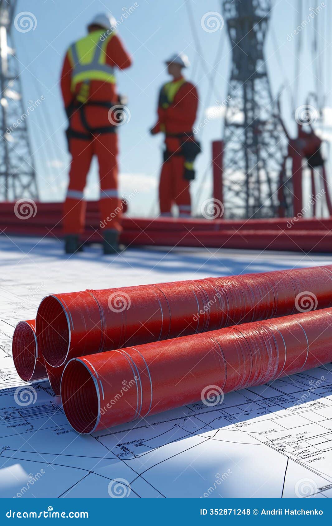 Realistic 3D Render of High-voltage Cables during Installation Combined ...