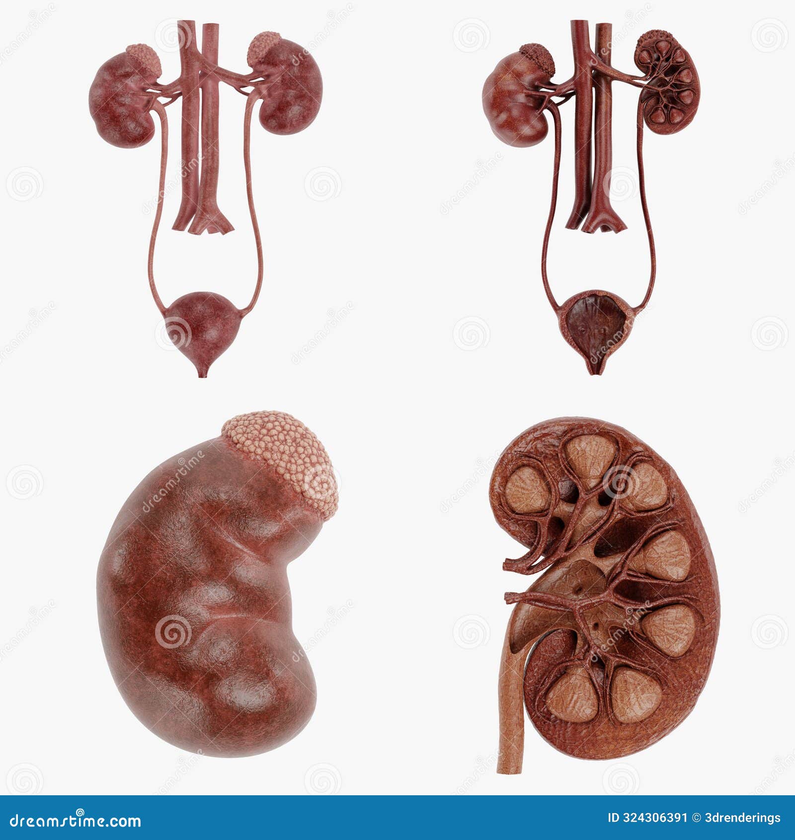 3D Render of Human Urinary System Stock Illustration - Illustration of ...