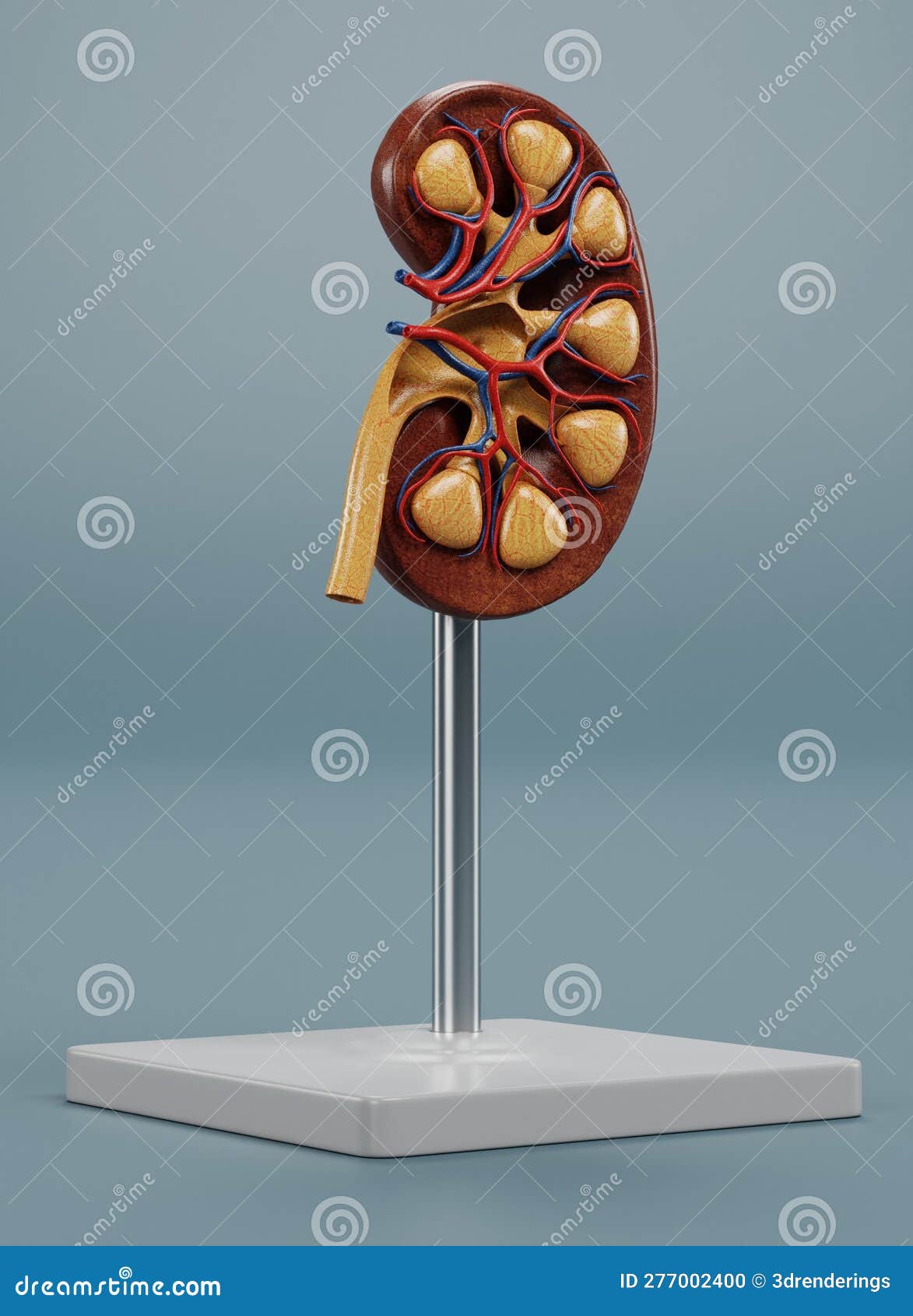 3D Render of Kidney Section Model Stock Illustration - Illustration of ...