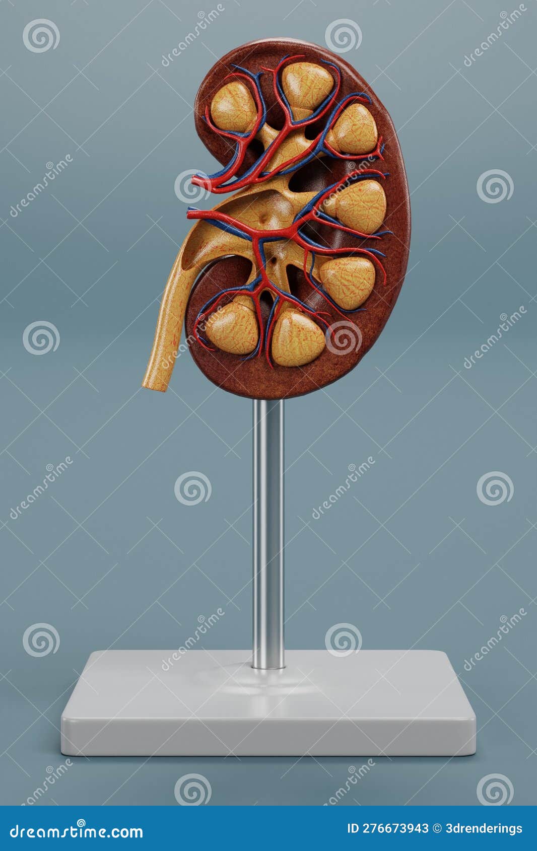 3D Render of Kidney Section Model Stock Illustration - Illustration of ...