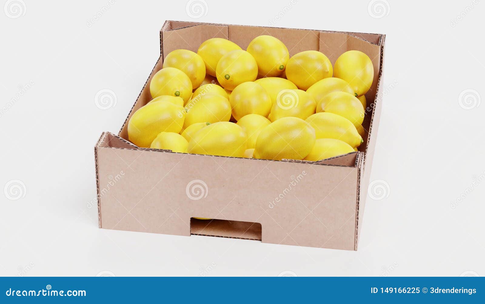 3D Render of Lemons in Box stock illustration. Illustration of shop ...