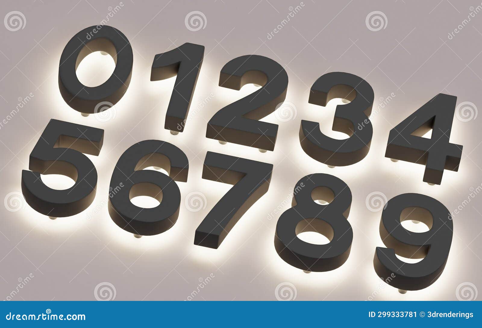 3D Render of Light Numbers stock illustration. Illustration of neon ...