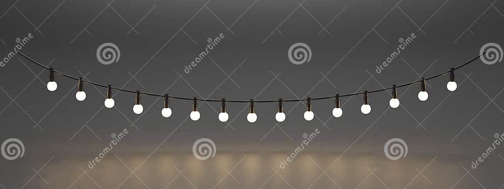 3D Render of Lightbulb Chain Stock Illustration - Illustration of lamp ...
