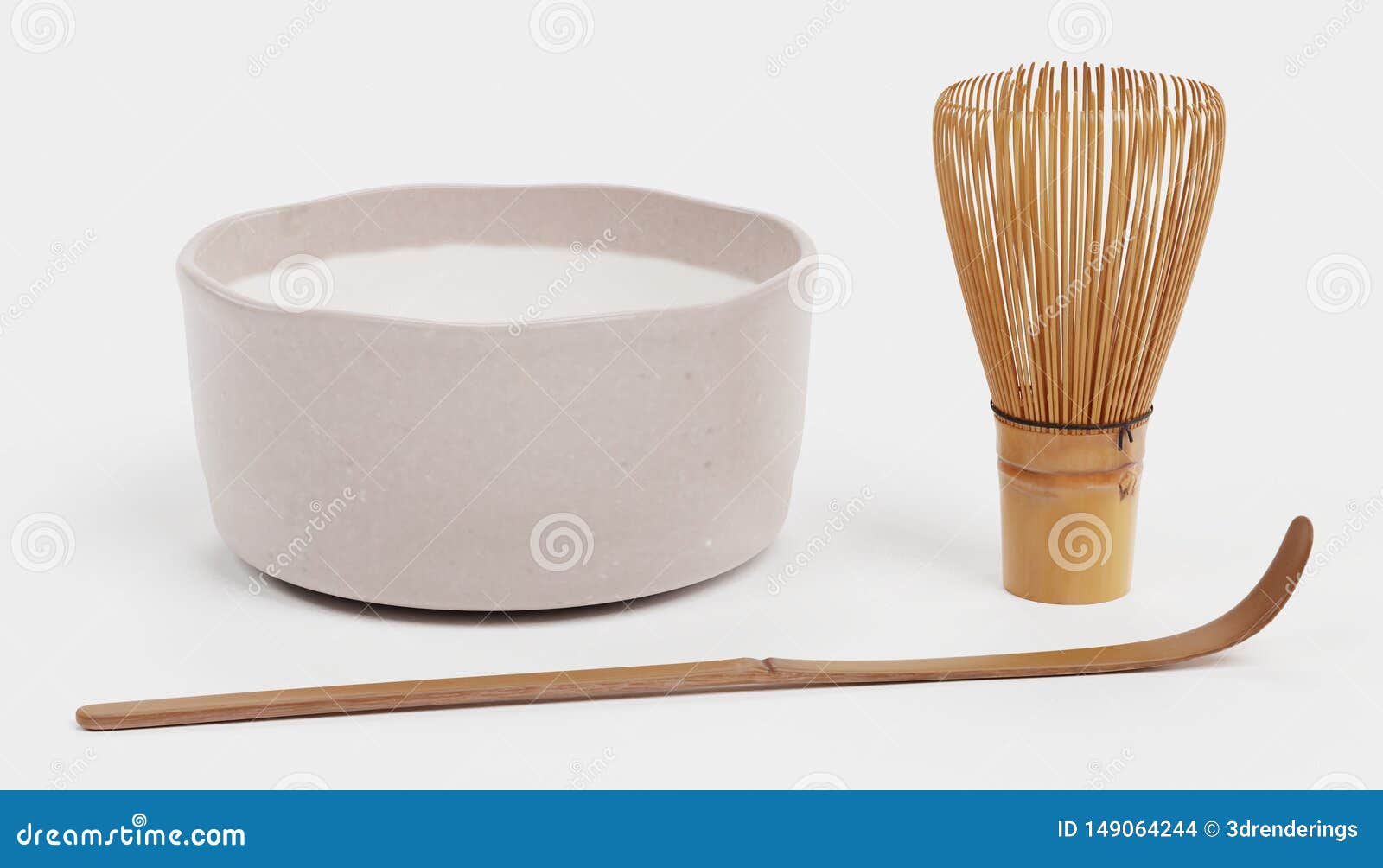 3D Render of Matcha Set stock illustration. Illustration of matcha ...