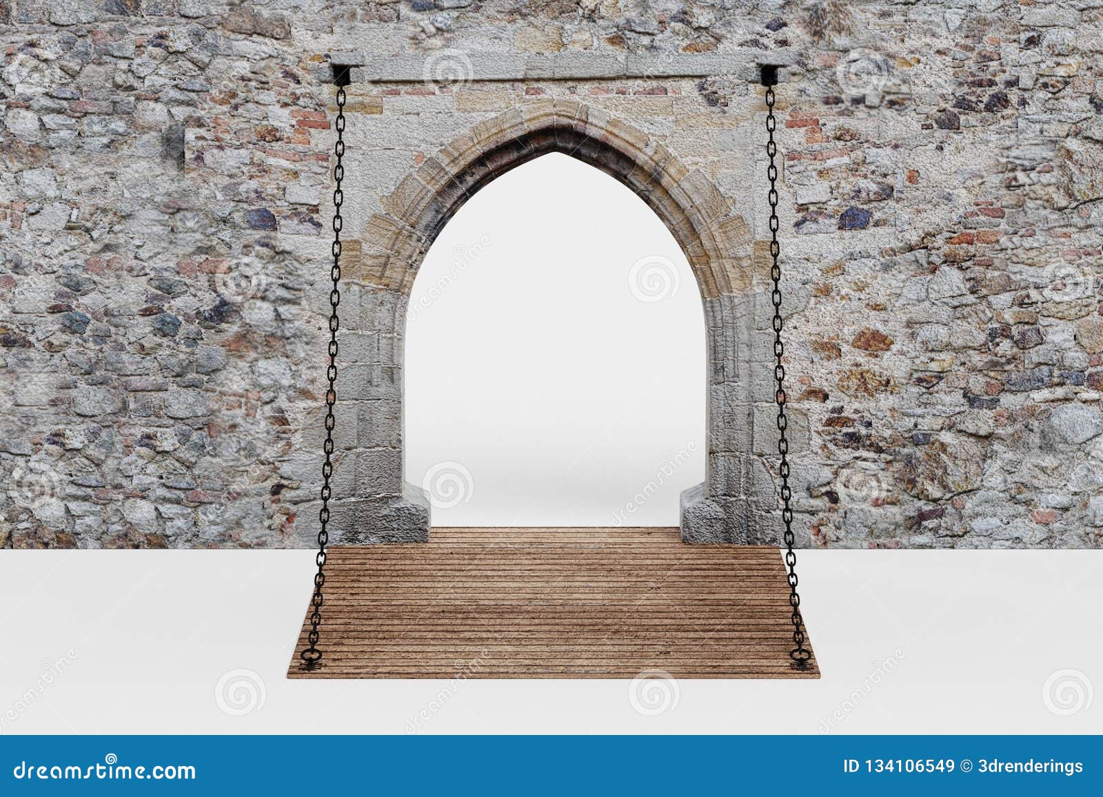 Medieval Gate With Closed Lattice And Guard Towers Royalty-Free Stock ...