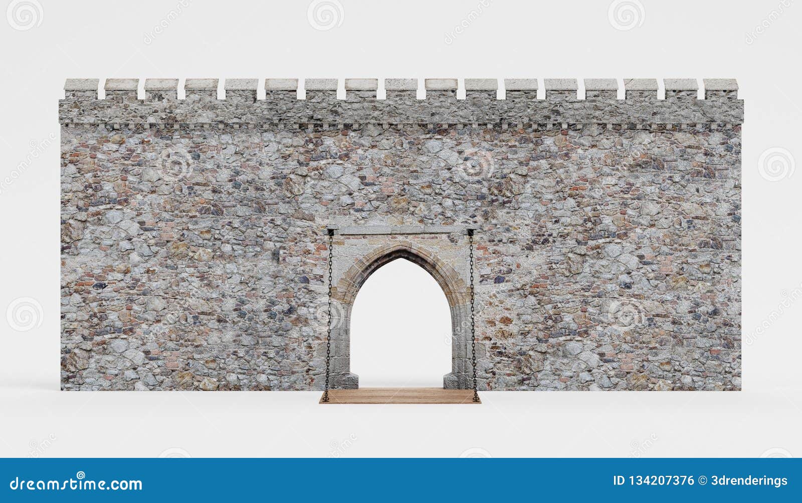 Medieval Gate With Closed Lattice And Guard Towers Royalty-Free Stock ...