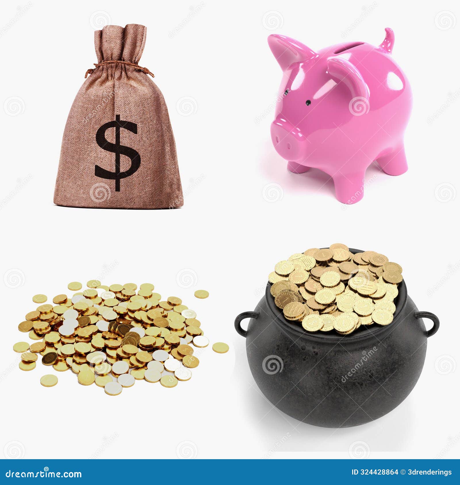 3D Render of Money Collection Stock Illustration - Illustration of card ...