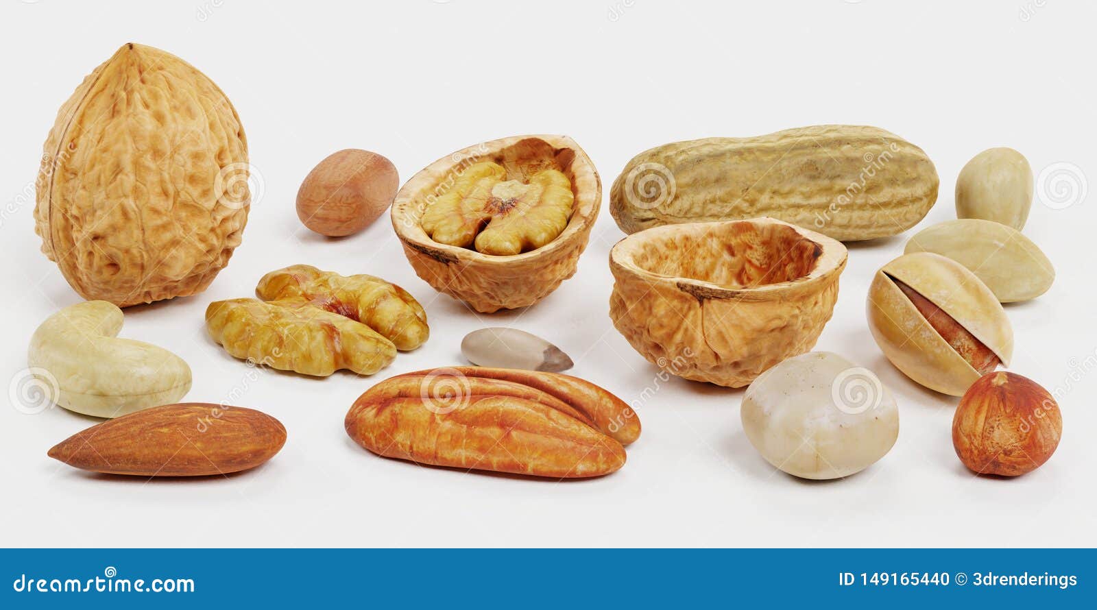3D Render of Nuts Collection Stock Illustration - Illustration of ...