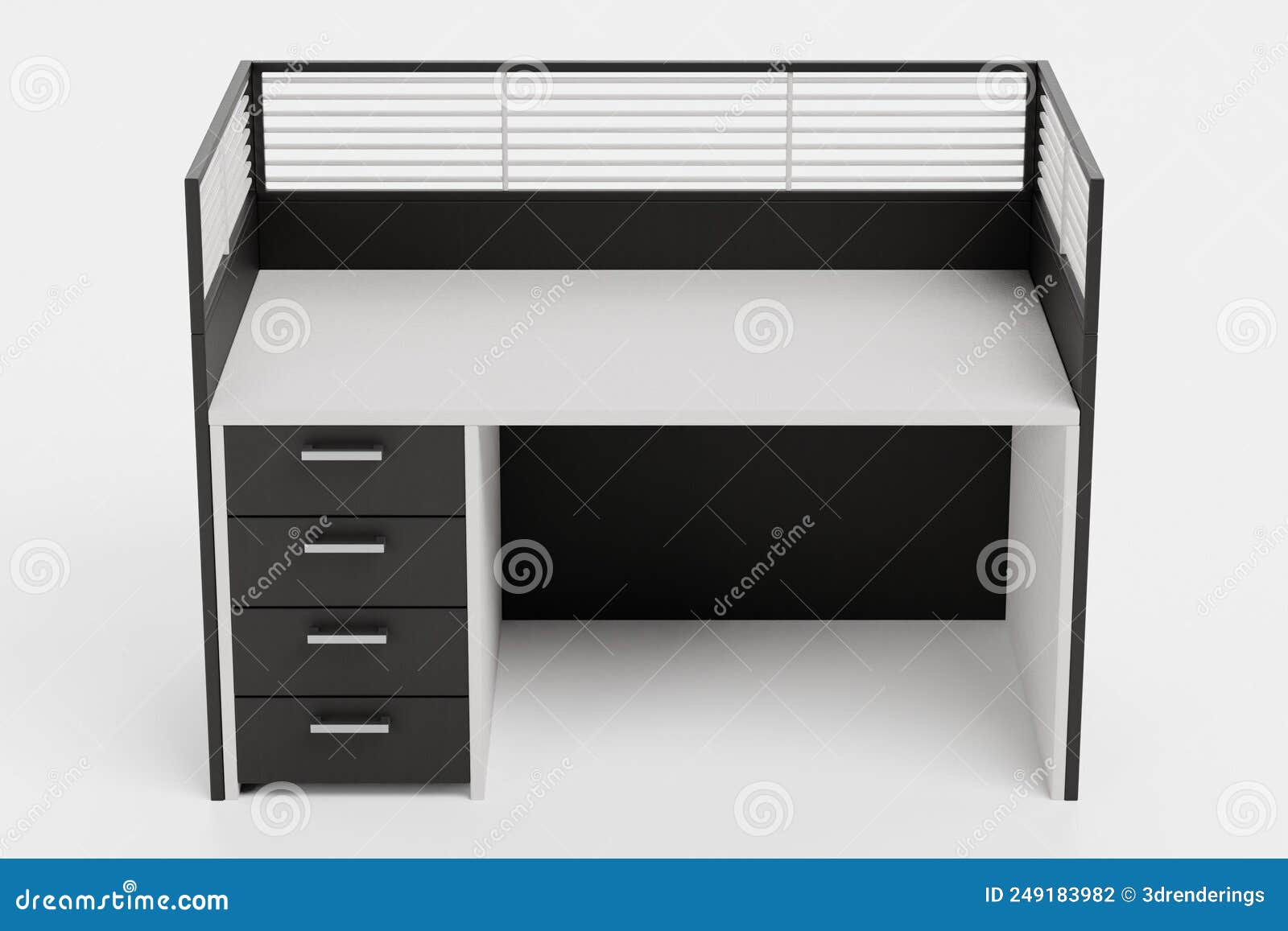 3D Render of Office Cubicle Stock Illustration - Illustration of table ...