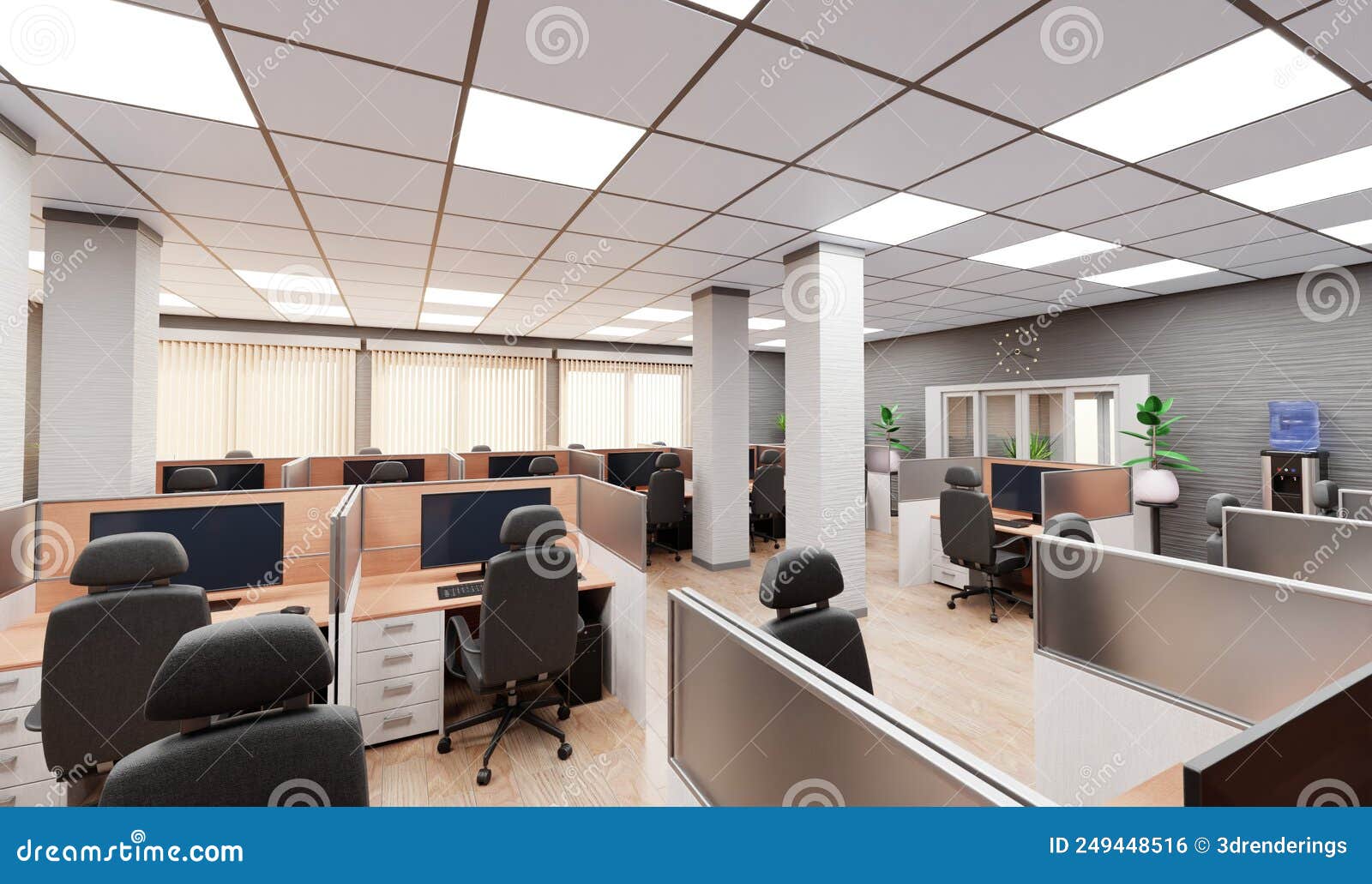 3D Render of Office Interior Stock Illustration - Illustration of space ...