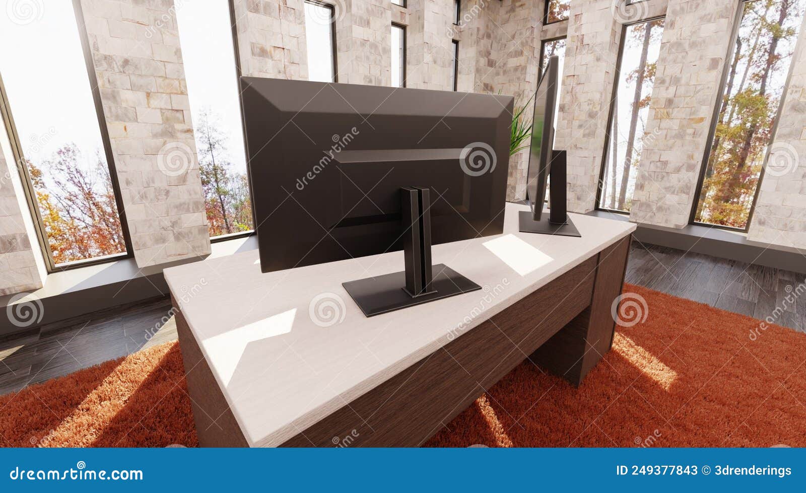 3D Render of Office Interior Stock Illustration - Illustration of ...
