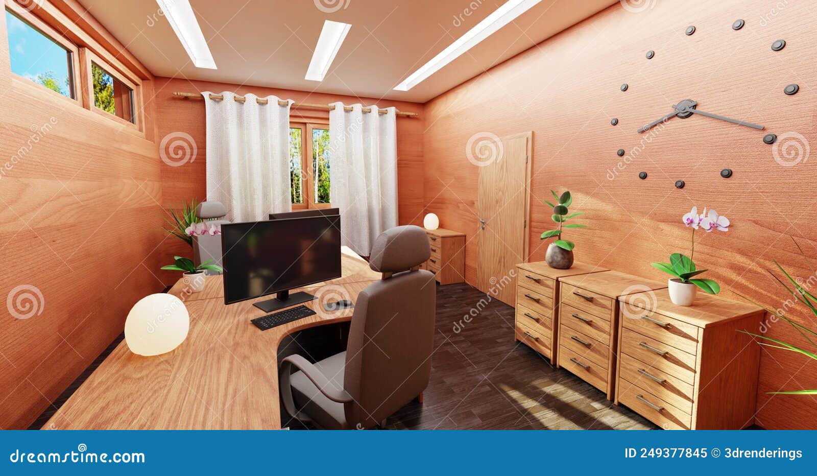 3D Render of Office Interior Stock Illustration - Illustration of firm ...