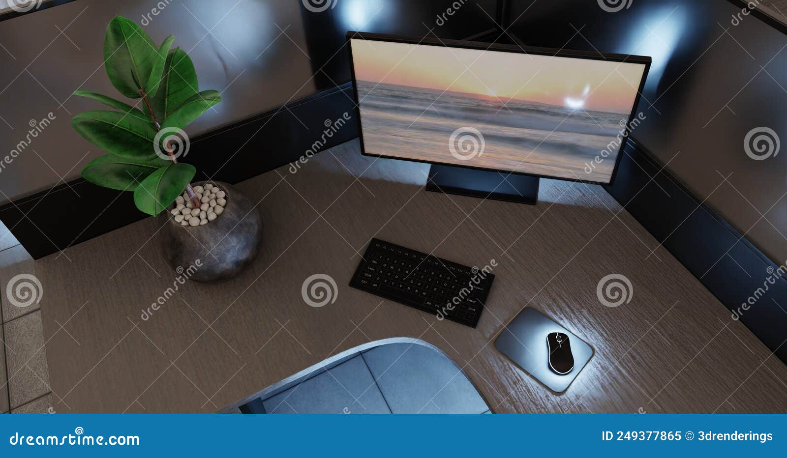 3D Render of Office Interior Stock Illustration - Illustration of work ...