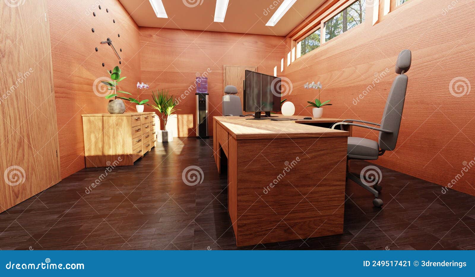 3D Render of Office Interior Stock Illustration - Illustration of ...