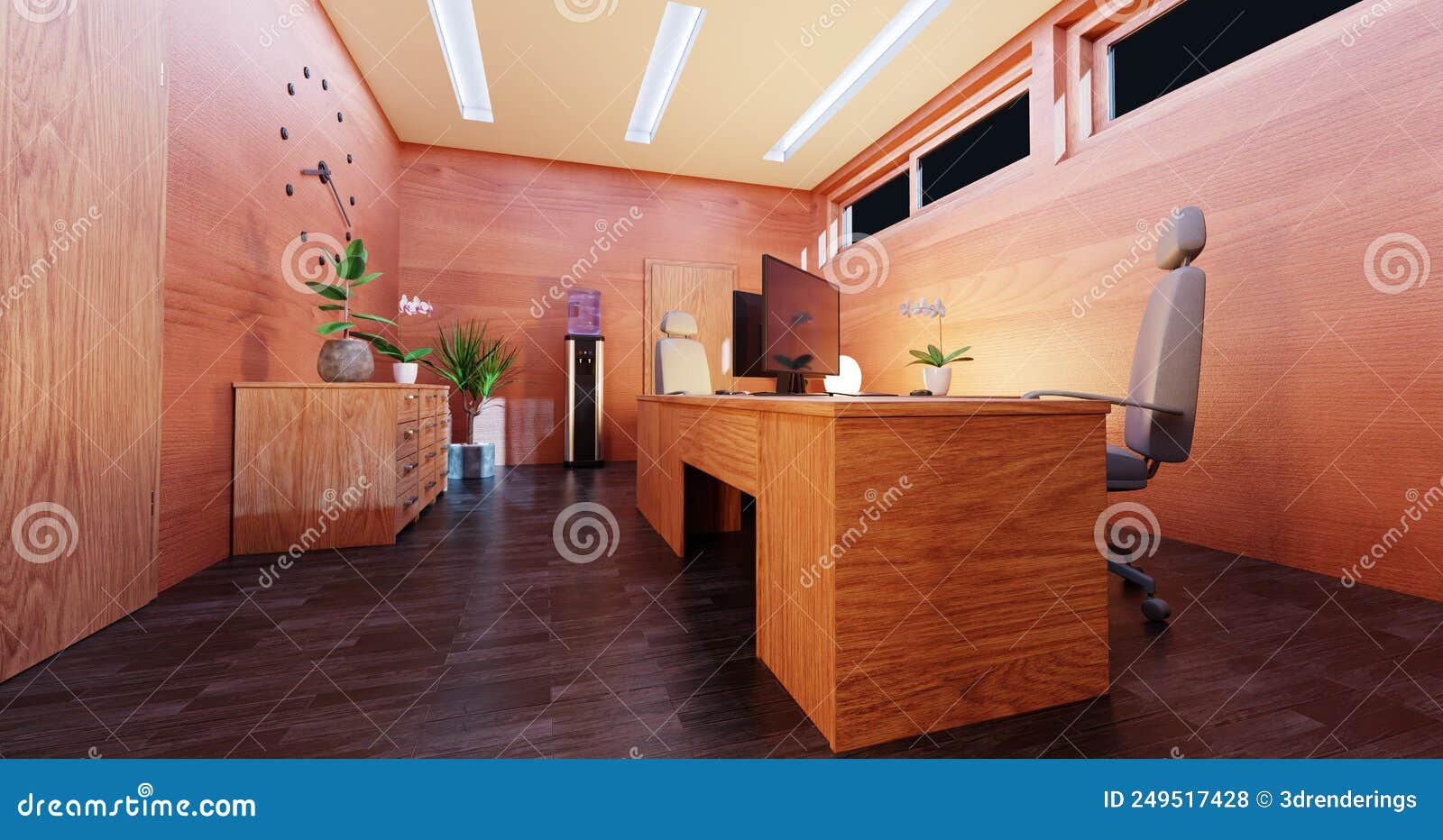 3D Render of Office Interior Stock Illustration - Illustration of firm ...