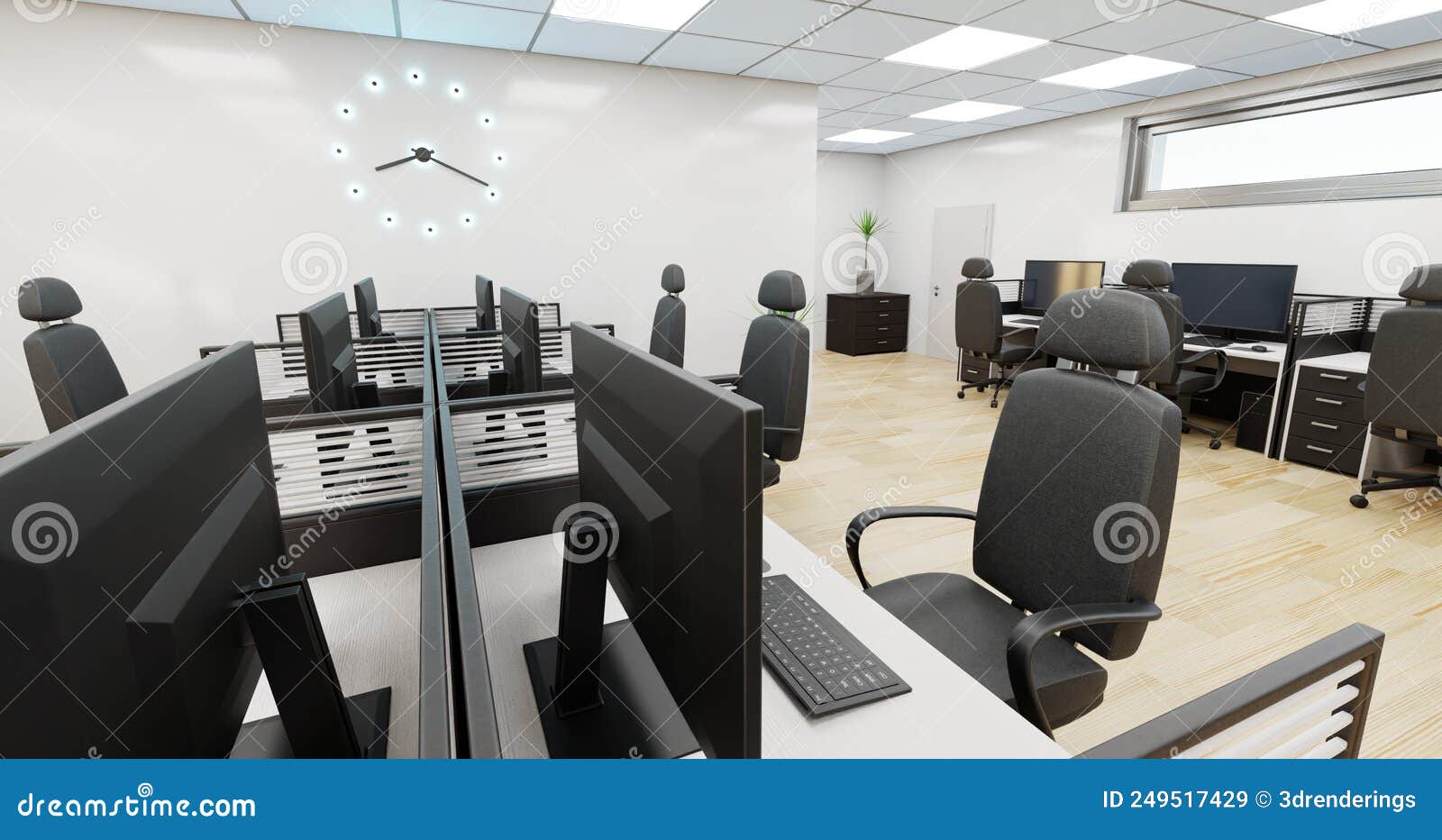 3D Render of Office Interior Stock Illustration - Illustration of ...