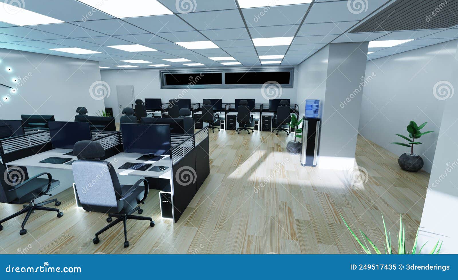3D Render of Office Interior Stock Illustration - Illustration of ...