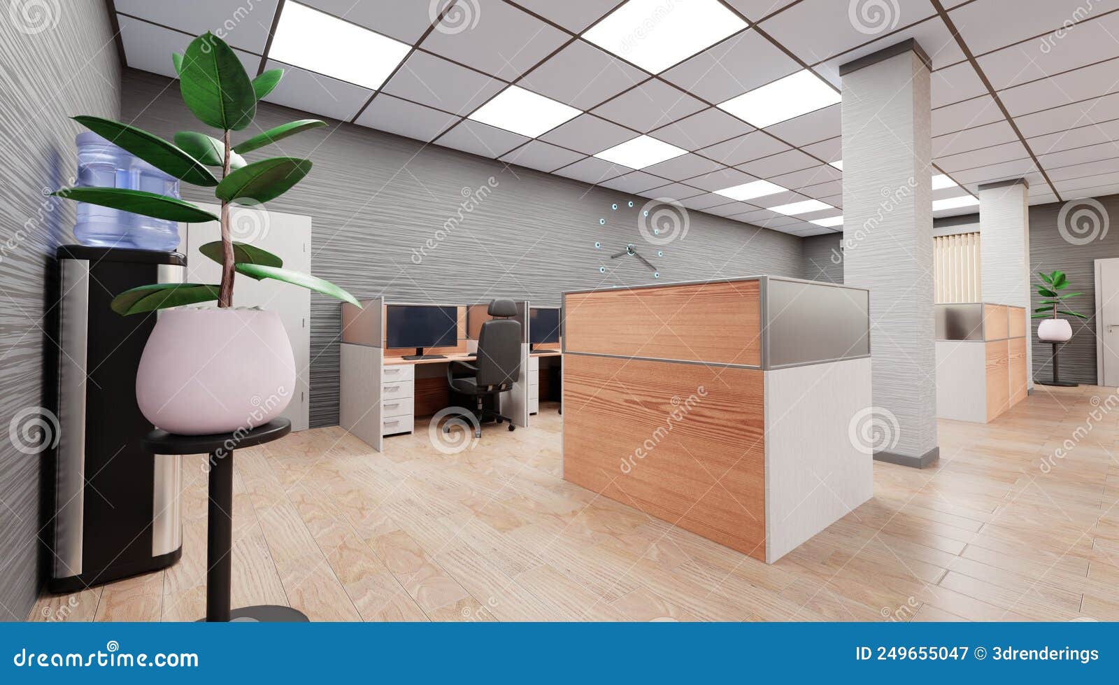 3D Render of Office Interior Stock Illustration - Illustration of ...