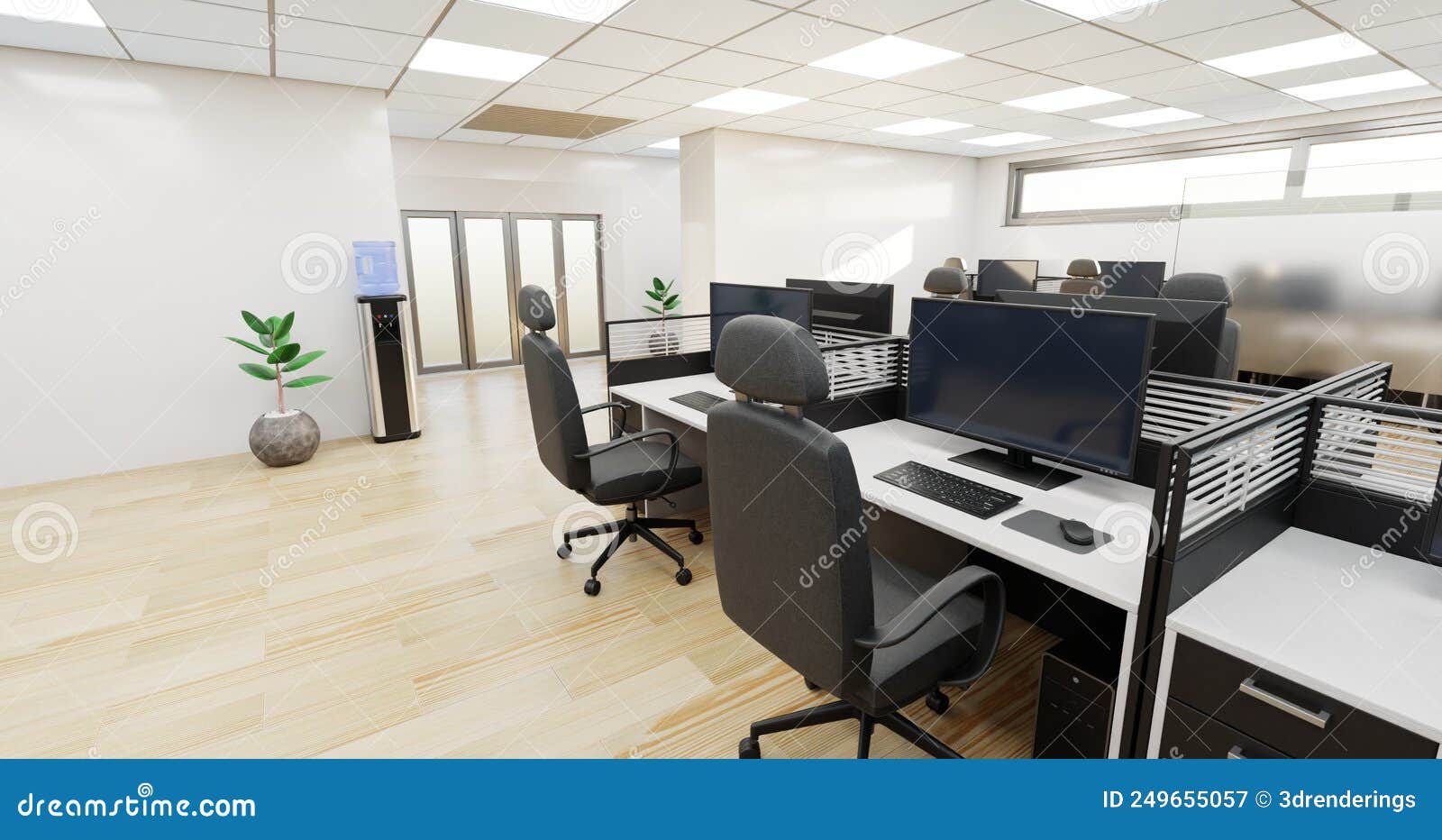 3D Render of Office Interior Stock Illustration - Illustration of ...