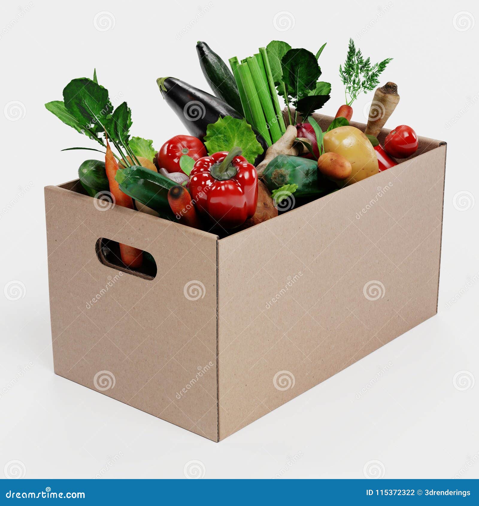 3D Render of Paper Box with Vegetable Stock Photo - Image of paper ...