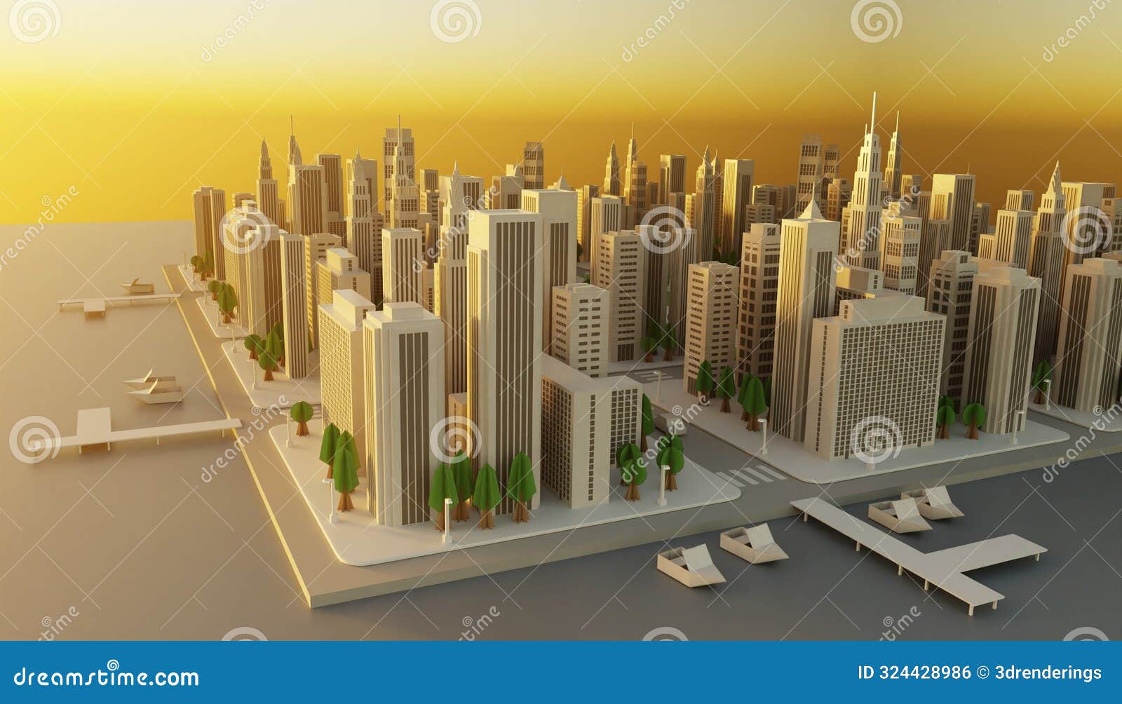 3D Render of Paper City Model Stock Illustration - Illustration of ...
