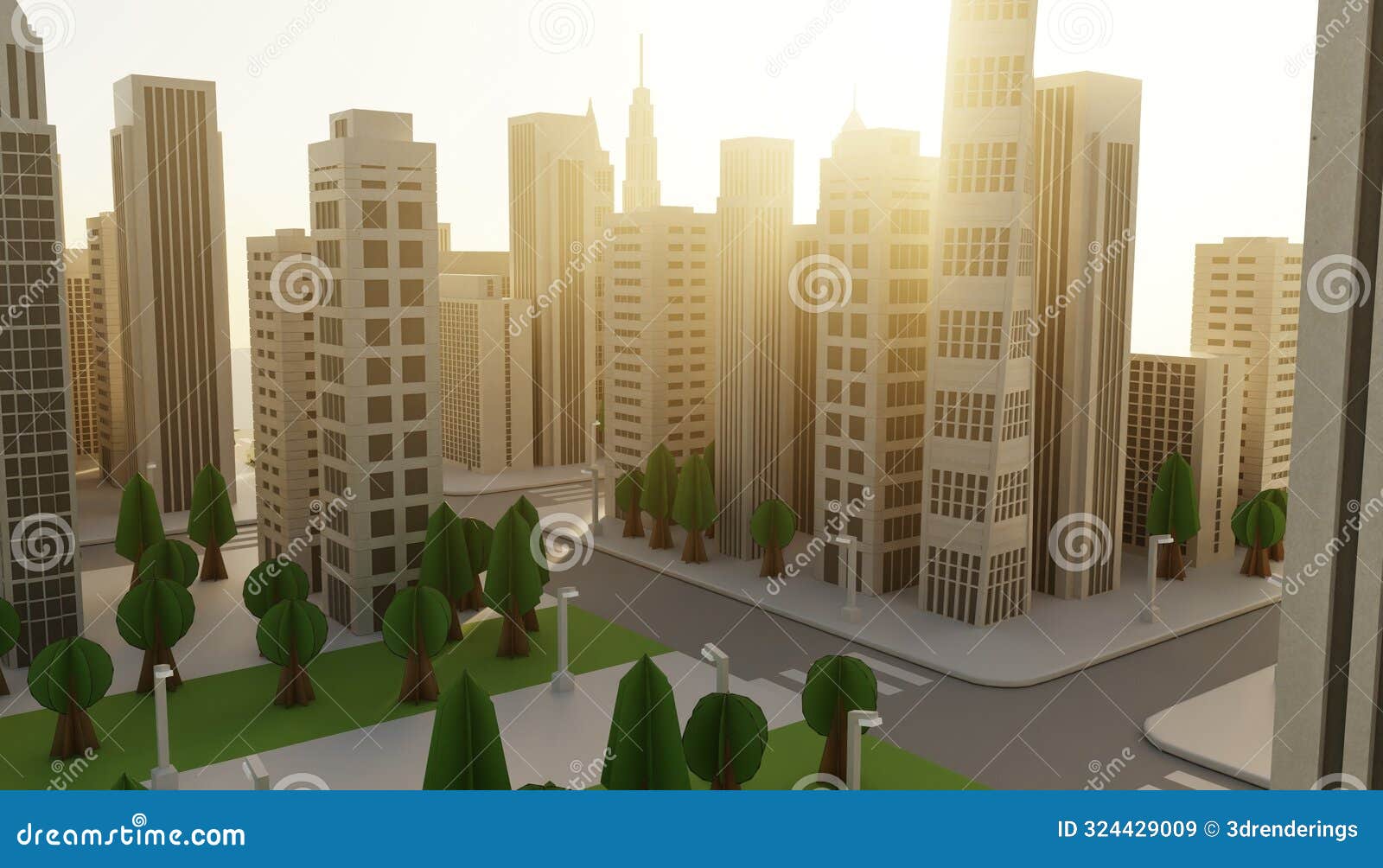 3D Render of Paper City Model Stock Illustration - Illustration of ...