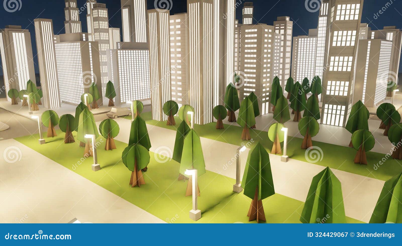 3D Render of Paper City Model Stock Illustration - Illustration of ...