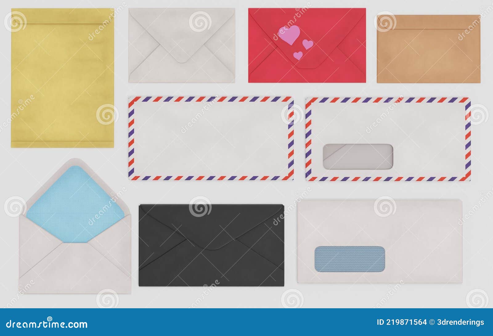 3D Render of Paper Envelopes Stock Photo - Image of render, package ...