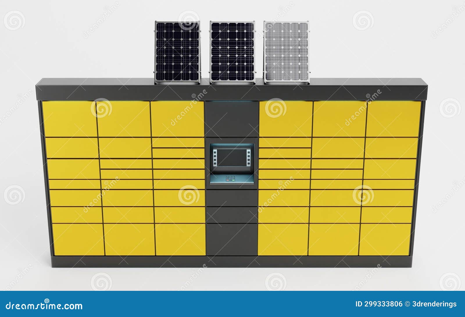 3D Render of Parcel Lockers Stock Illustration - Illustration of parcel ...
