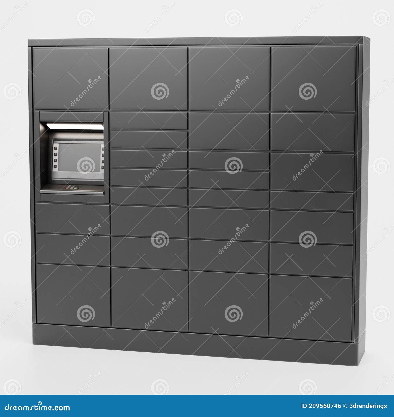 3D Render of Parcel Lockers Stock Illustration - Illustration of locker ...