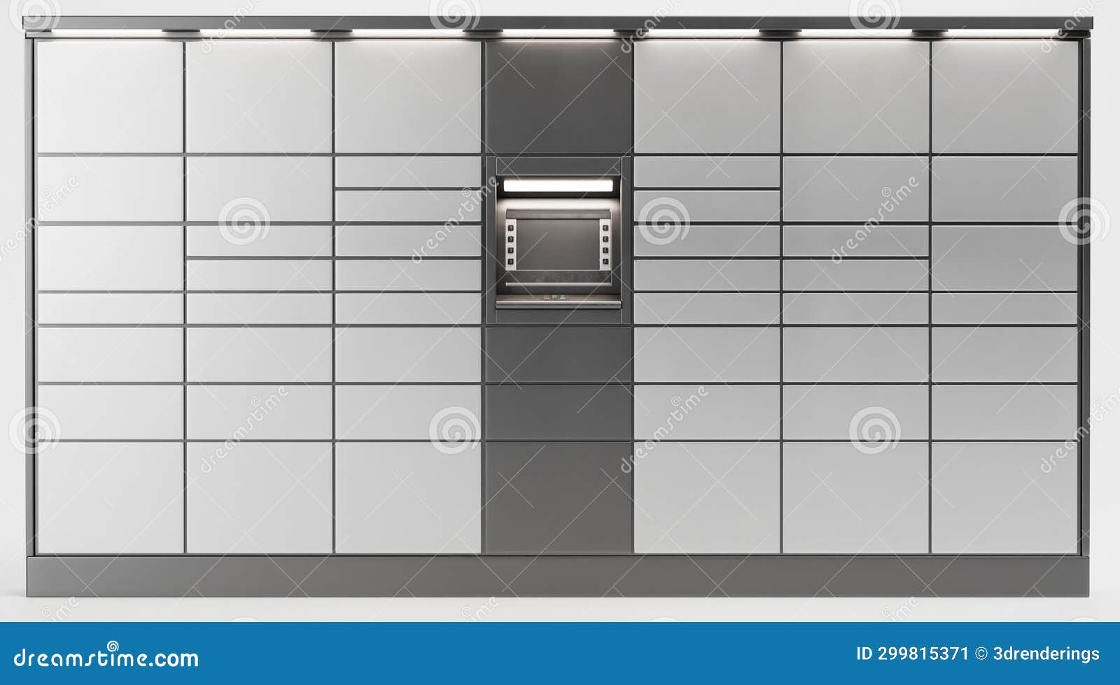 3D Render of Parcel Lockers Stock Illustration - Illustration of panel ...