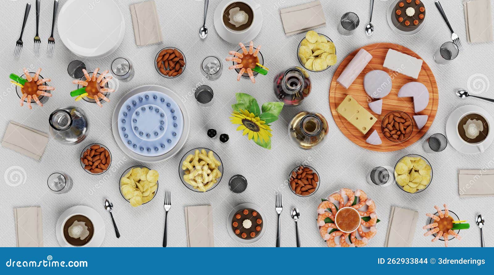 3D Render of Party Table stock illustration. Illustration of food ...