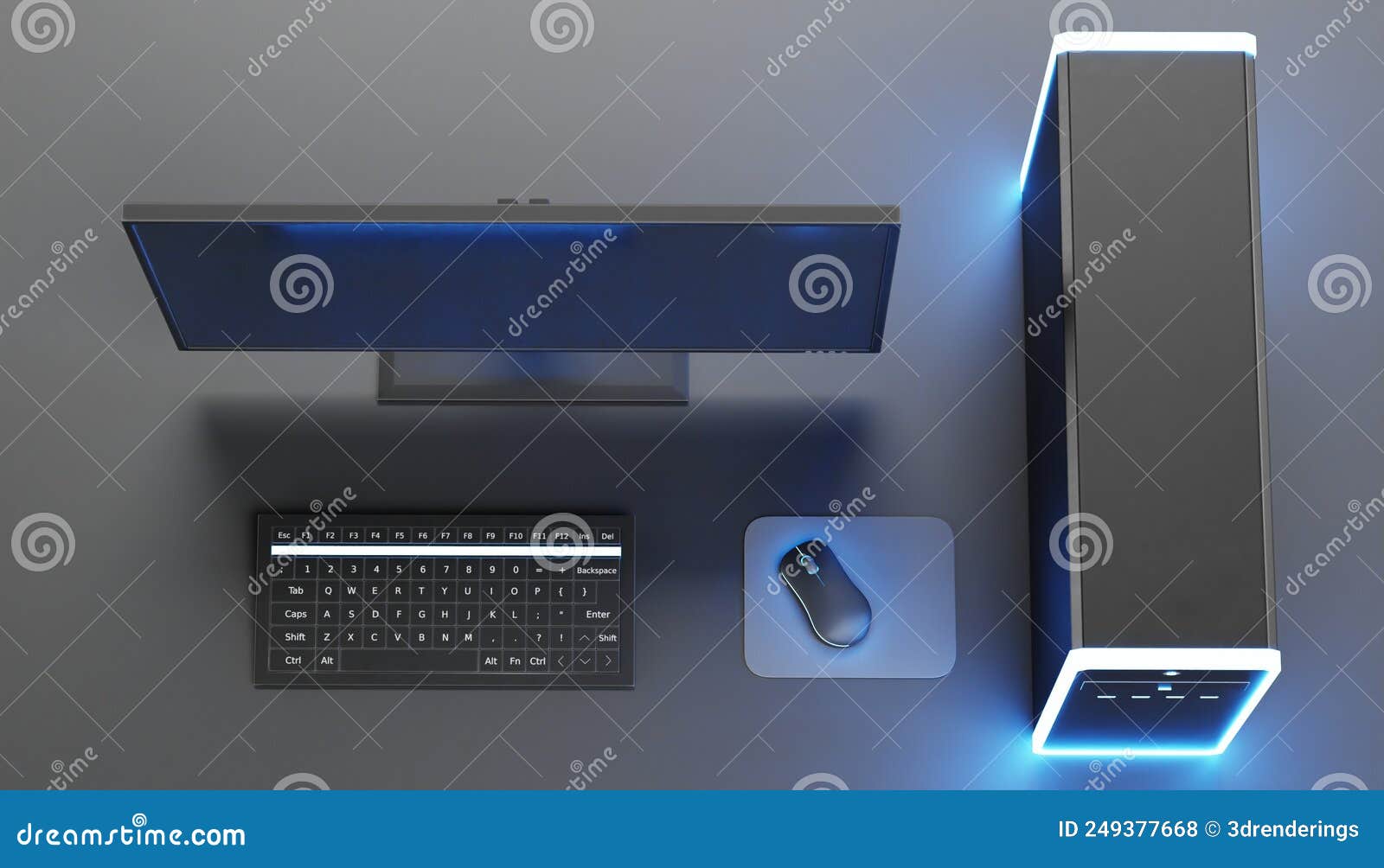 3D Render of Personal Computer Stock Illustration - Illustration of ...