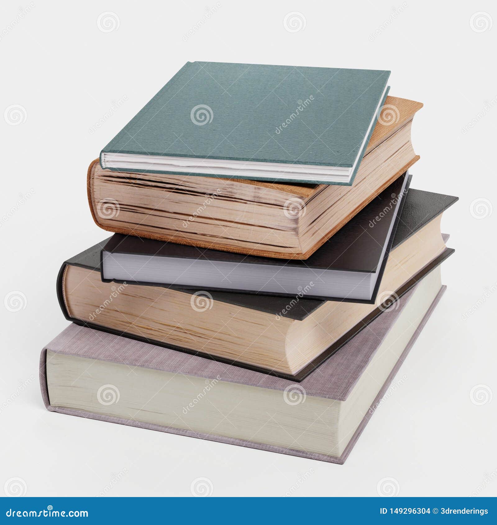 3D Render of Pile of Books stock illustration. Illustration of library ...