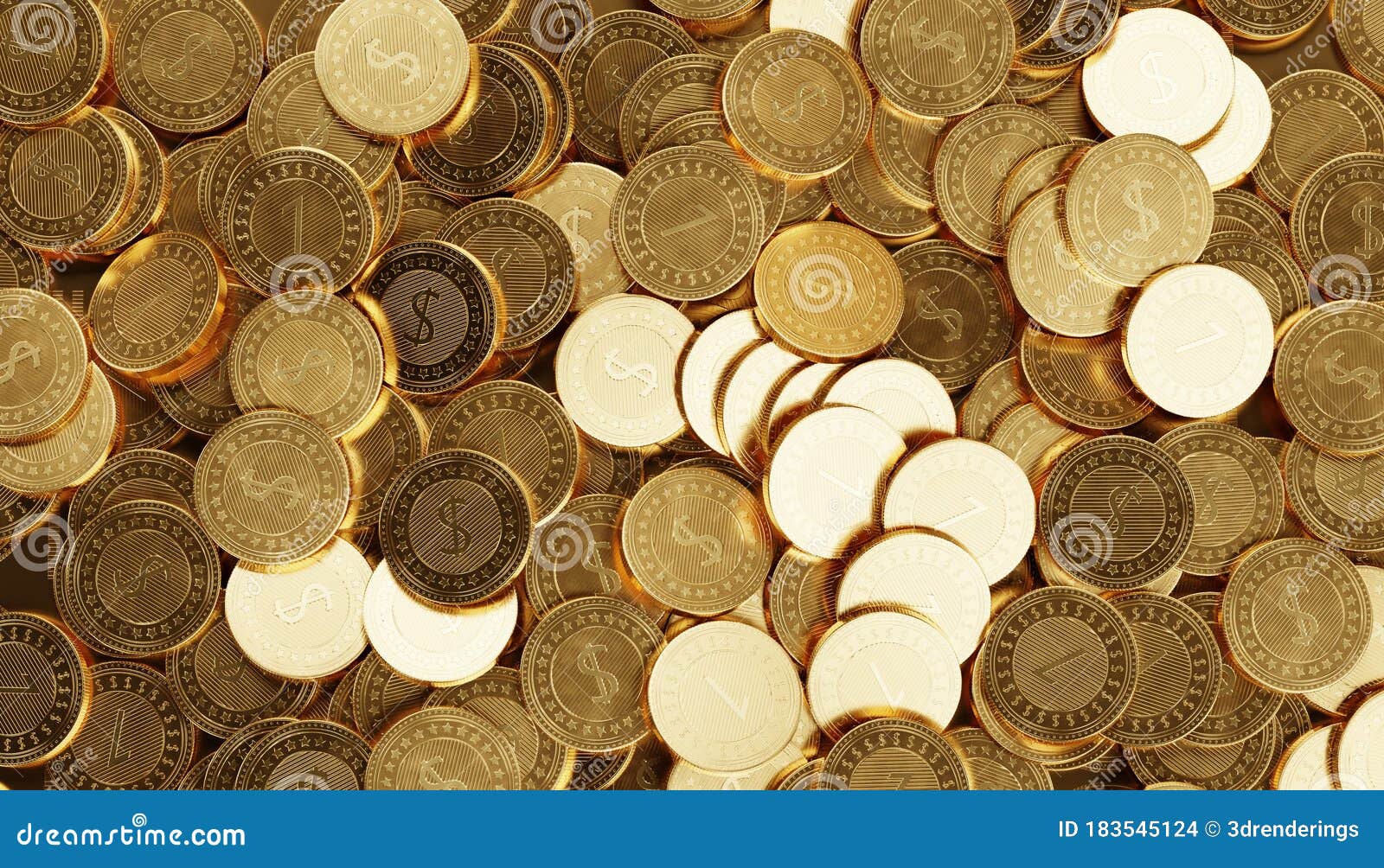 3D Render of Pile of Coins stock illustration. Illustration of gold ...