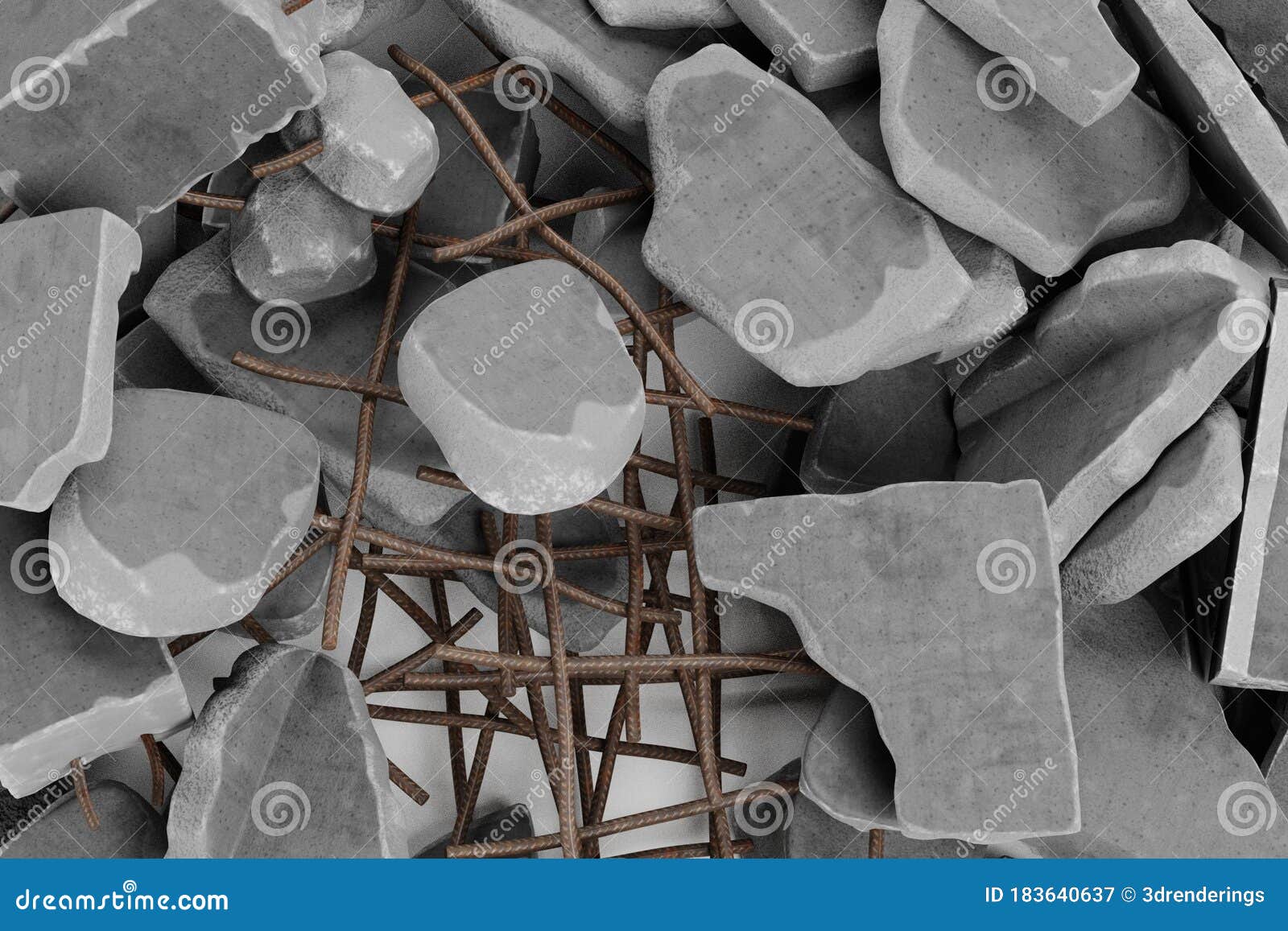 3D Render of Pile of Rubble Stock Illustration - Illustration of ...