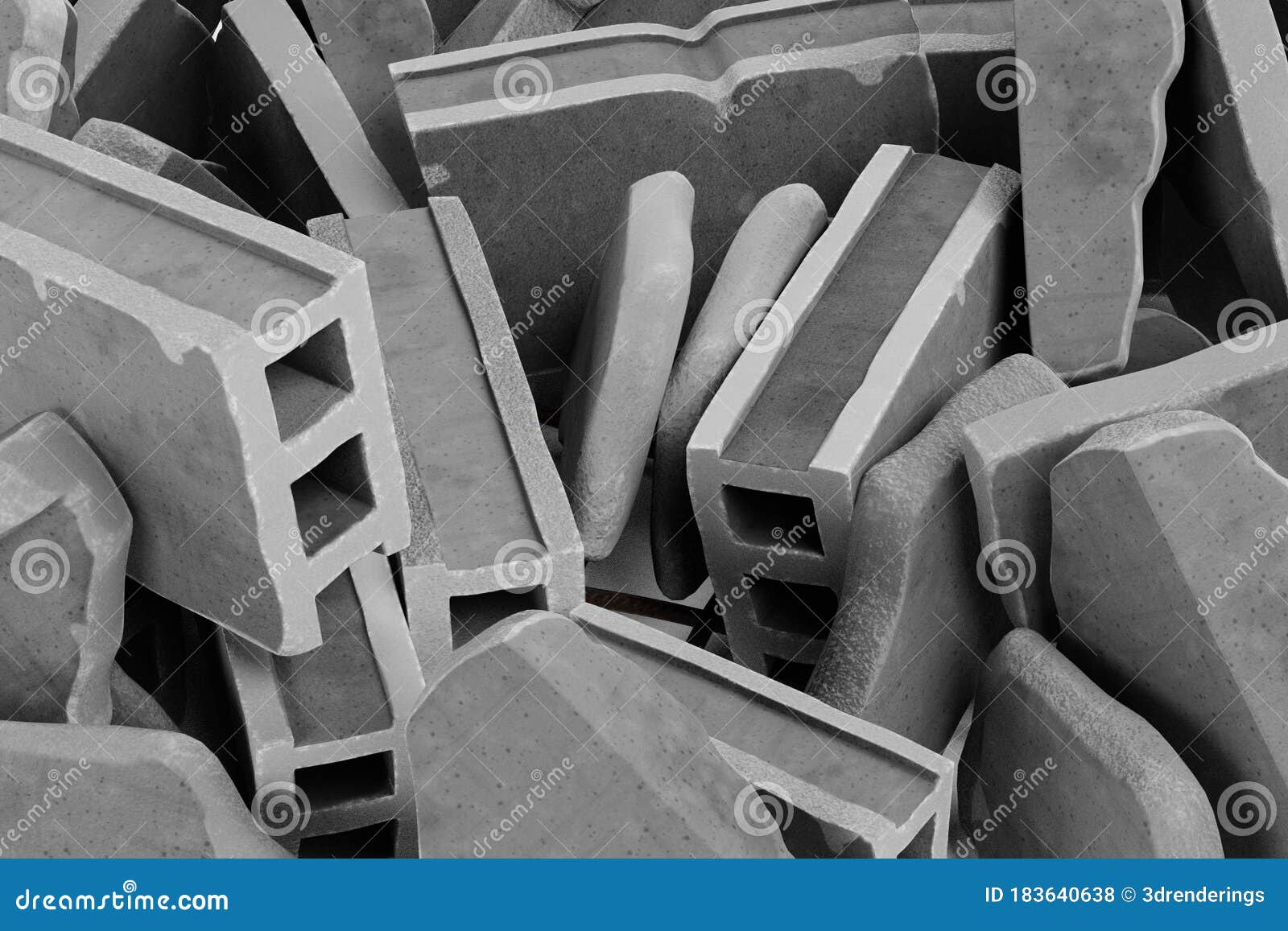 3D Render of Pile of Rubble Stock Illustration - Illustration of ...