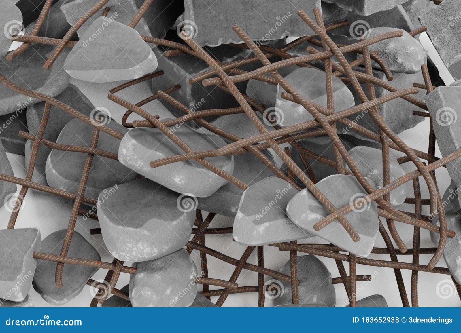 3D Render of Pile of Rubble Stock Illustration - Illustration of render ...