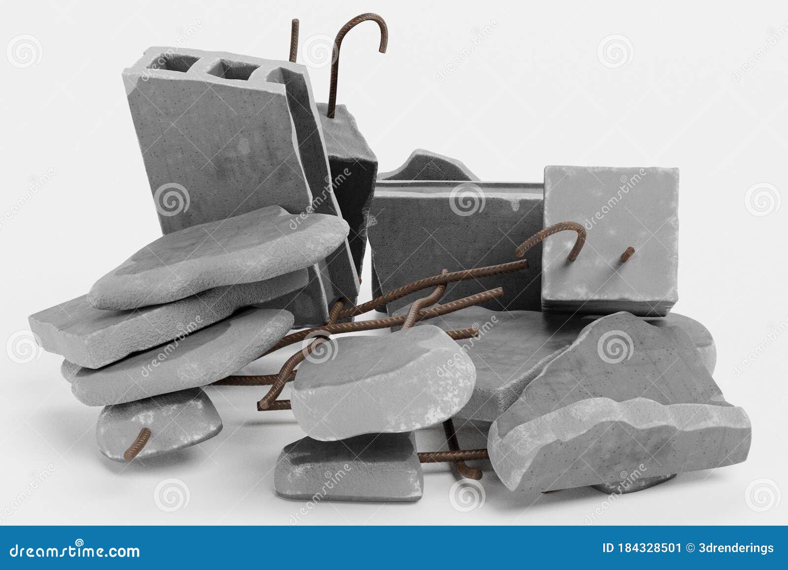 3D Render of Pile of Rubble Stock Illustration - Illustration of ...