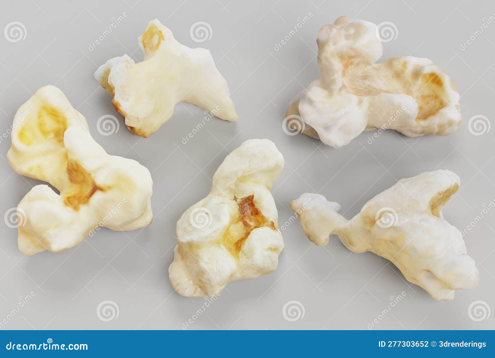 3D Render of Popcorn stock illustration. Illustration of kernel - 277303652