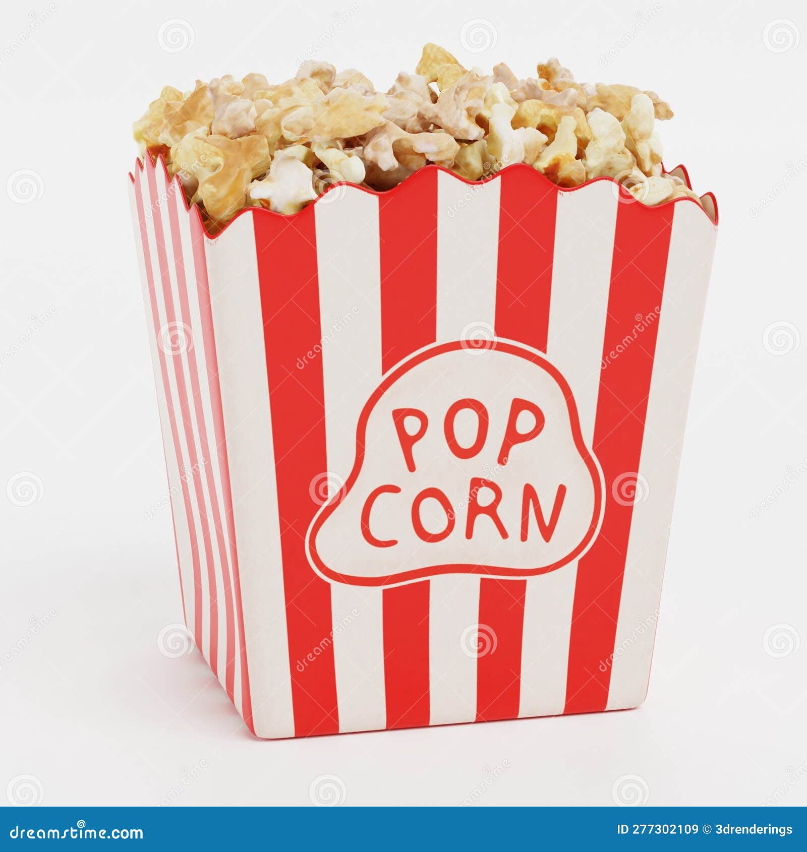 3D Render of Popcorn in Cup Stock Illustration - Illustration of movie ...