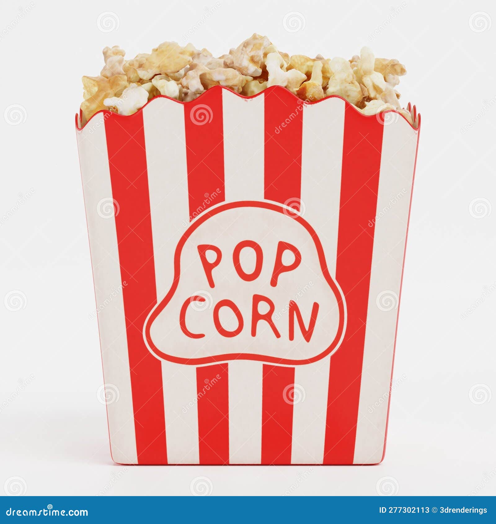 3D Render of Popcorn in Cup Stock Illustration - Illustration of film ...