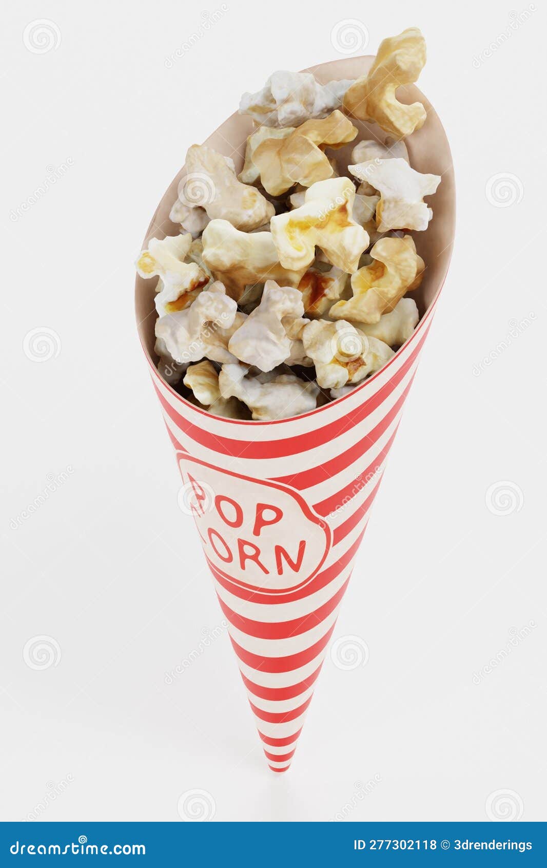 3D Render of Popcorn in Cup Stock Illustration - Illustration of bucket ...