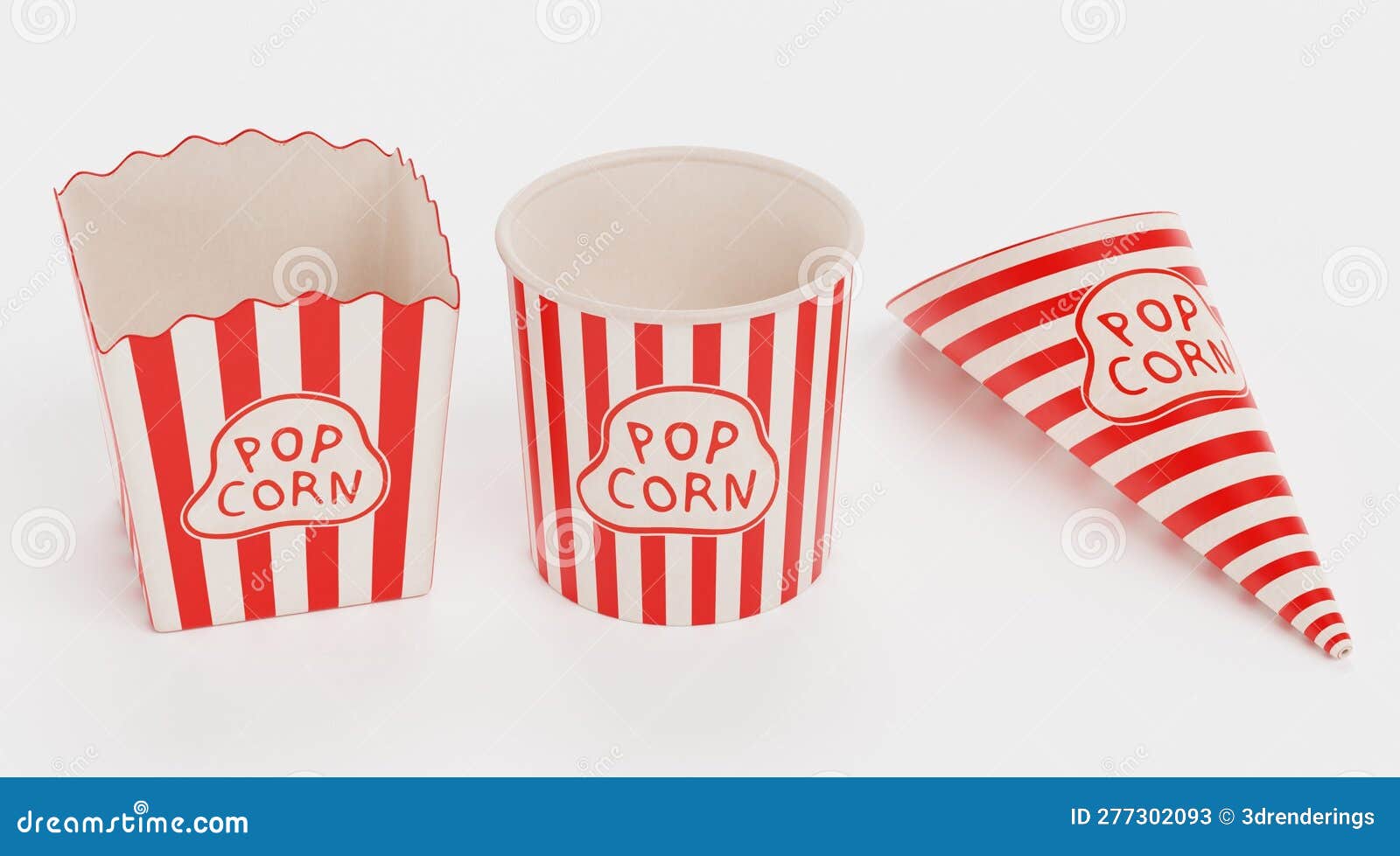 3D Render of Popcorn Cups stock illustration. Illustration of paper ...