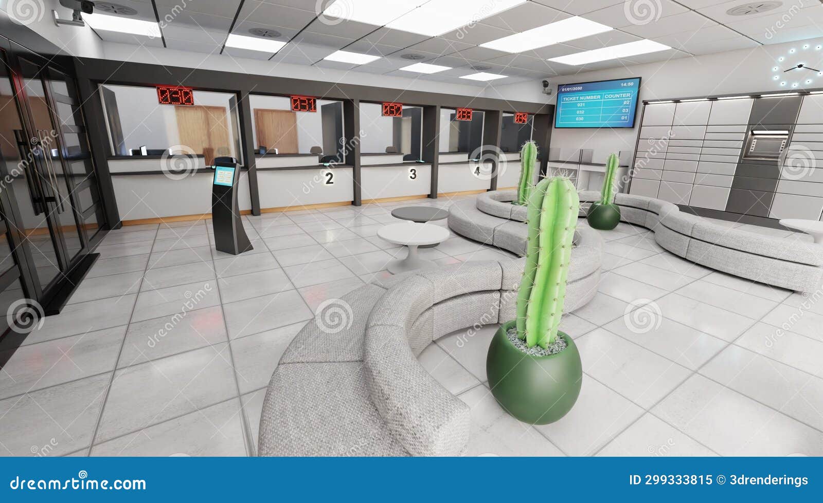 3D Render of Post Office Interior Stock Illustration - Illustration of ...